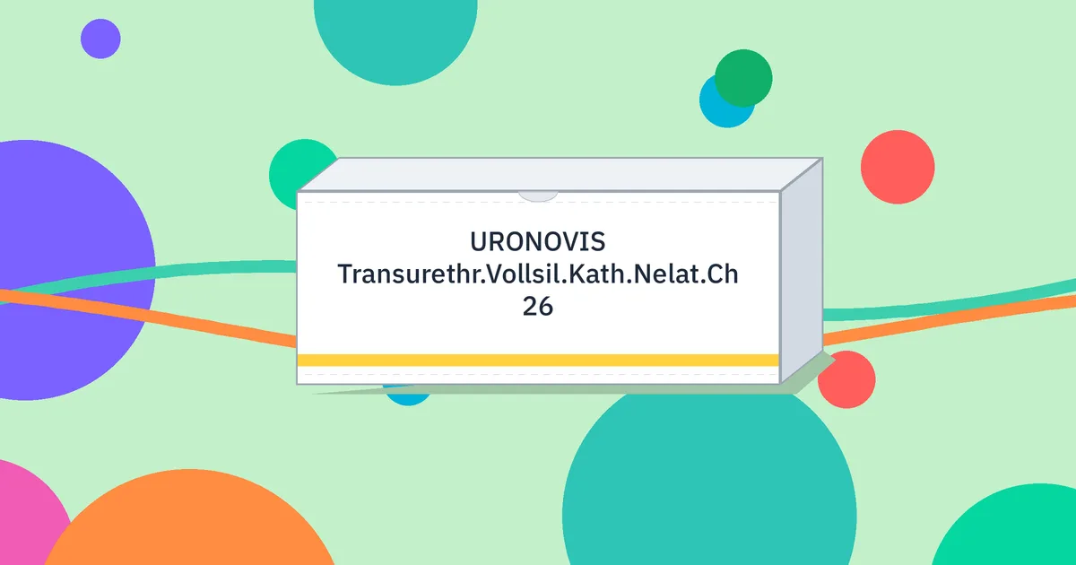 Symbolbild: Packung mit der Aufschrift URONOVIS Transurethr.Vollsil.Kath.Nelat.Ch 26 (PZN 02350649) – Verfügbarkeit und Bezug in Apotheken in Frankfurt am Main