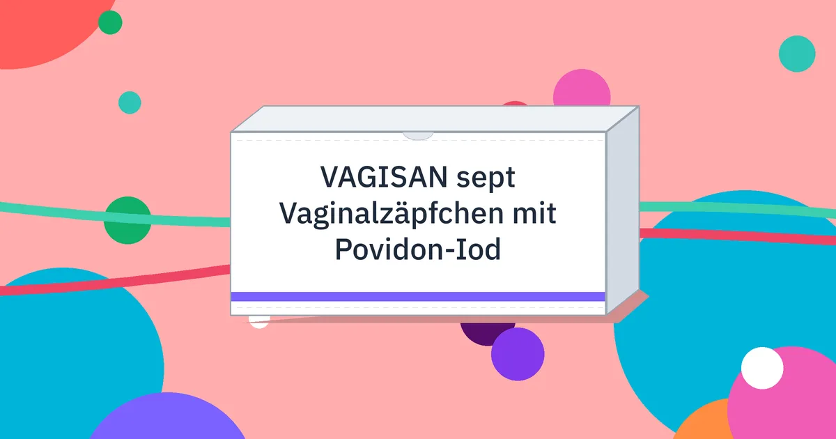 Symbolbild: Packung mit der Aufschrift VAGISAN sept Vaginalzäpfchen mit Povidon-Iod (PZN 16930899) – Verfügbarkeit und Bezug in Apotheken in Frankfurt am Main