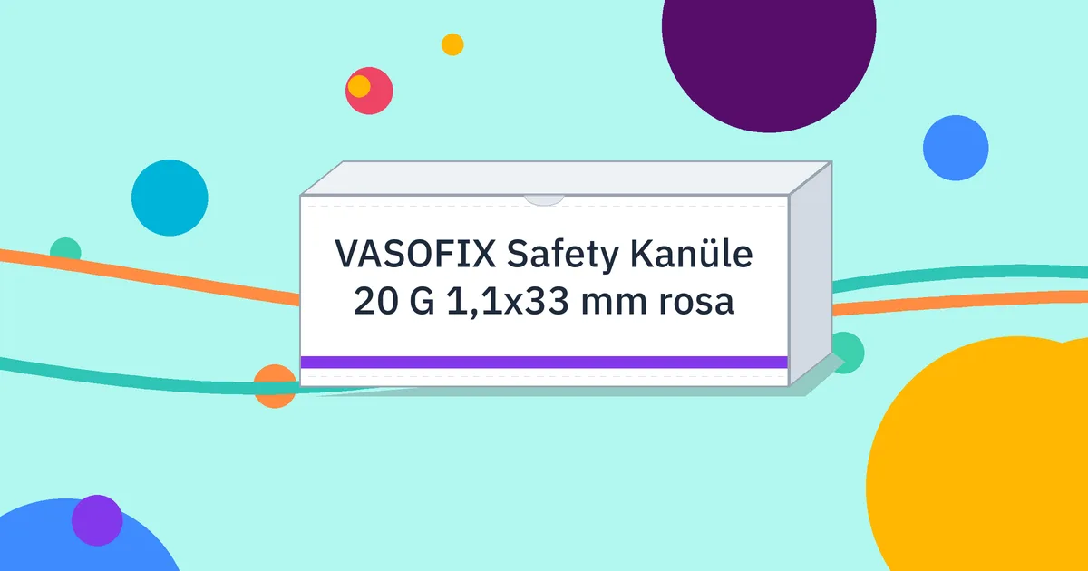 Symbolbild: Packung mit der Aufschrift VASOFIX Safety Kanüle 20 G 1,1x33 mm rosa (PZN 16139674) – Verfügbarkeit und Bezug in Apotheken in Frankfurt am Main