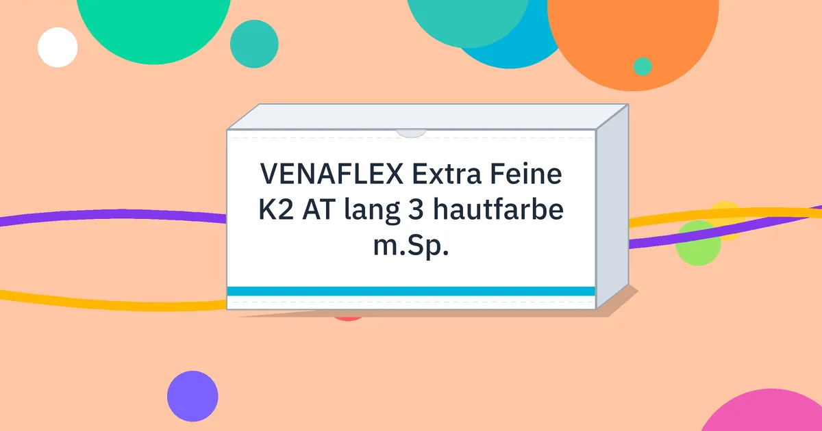 Symbolbild: Packung mit der Aufschrift VENAFLEX Extra Feine K2 AT lang 3 hautfarbe m.Sp. (PZN 18308773) – Verfügbarkeit und Bezug in Apotheken in Frankfurt am Main