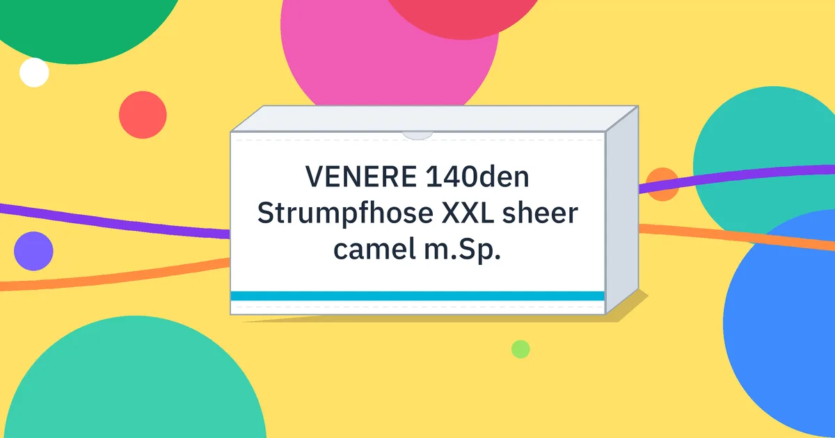 Symbolbild: Packung mit der Aufschrift VENERE 140den Strumpfhose XXL sheer camel m.Sp. (PZN 16171672) – Verfügbarkeit und Bezug in Apotheken in Frankfurt am Main