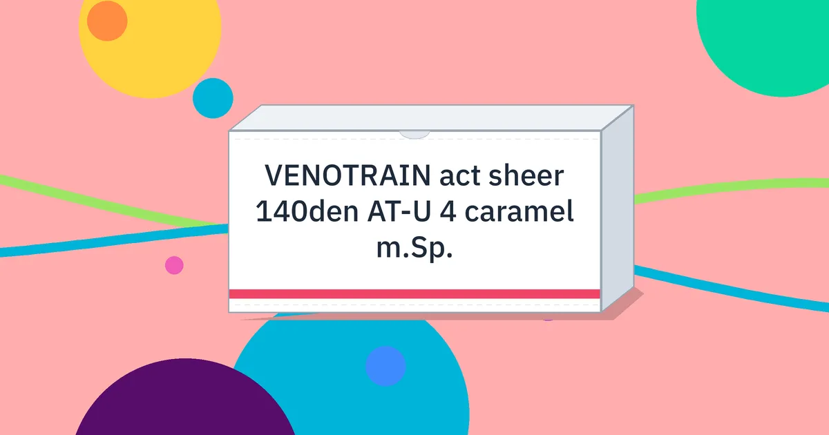 Symbolbild: Packung mit der Aufschrift VENOTRAIN act sheer 140den AT-U 4 caramel m.Sp. (PZN 16207499) – Verfügbarkeit und Bezug in Apotheken in Frankfurt am Main