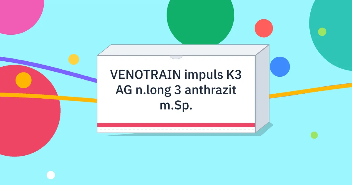Symbolbild: Packung mit der Aufschrift VENOTRAIN impuls K3 AG n.long 3 anthrazit m.Sp. (PZN 15213517) – Verfügbarkeit und Bezug in Apotheken in Frankfurt am Main