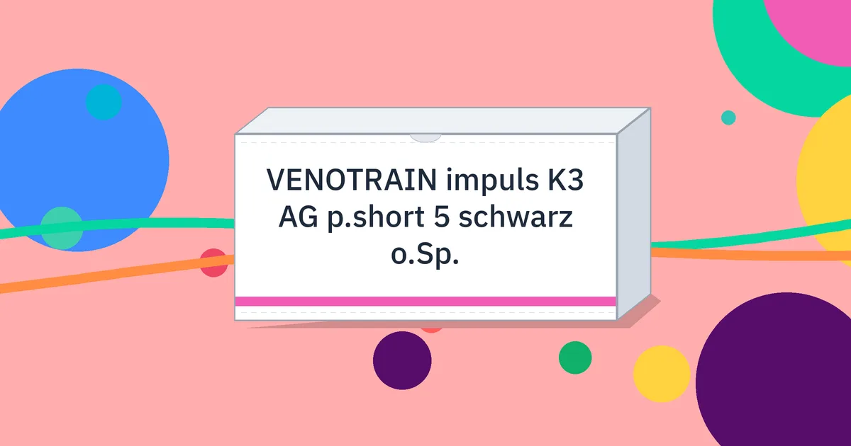 Symbolbild: Packung mit der Aufschrift VENOTRAIN impuls K3 AG p.short 5 schwarz o.Sp. (PZN 00504692) – Verfügbarkeit und Bezug in Apotheken in Frankfurt am Main