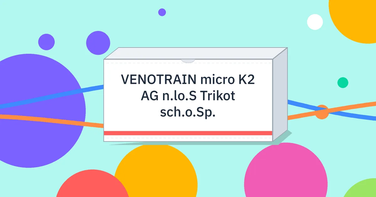 Symbolbild: Packung mit der Aufschrift VENOTRAIN micro K2 AG n.lo.S Trikot sch.o.Sp. (PZN 02368075) – Verfügbarkeit und Bezug in Apotheken in Frankfurt am Main