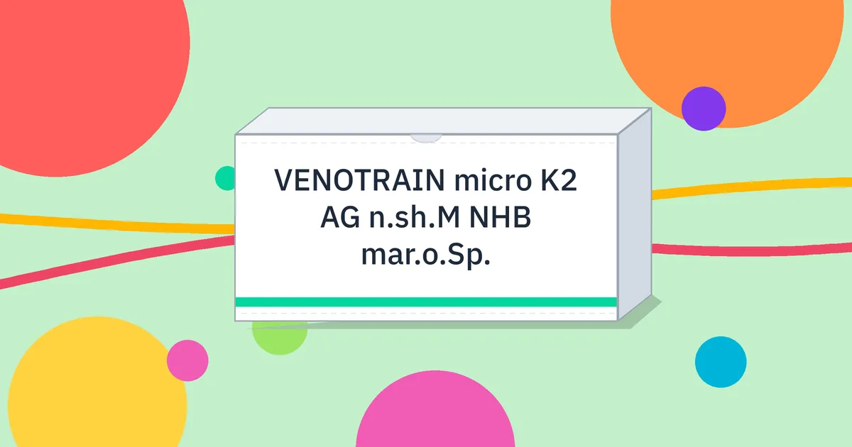 Symbolbild: Packung mit der Aufschrift VENOTRAIN micro K2 AG n.sh.M NHB mar.o.Sp. (PZN 06699455) – Verfügbarkeit und Bezug in Apotheken in Frankfurt am Main