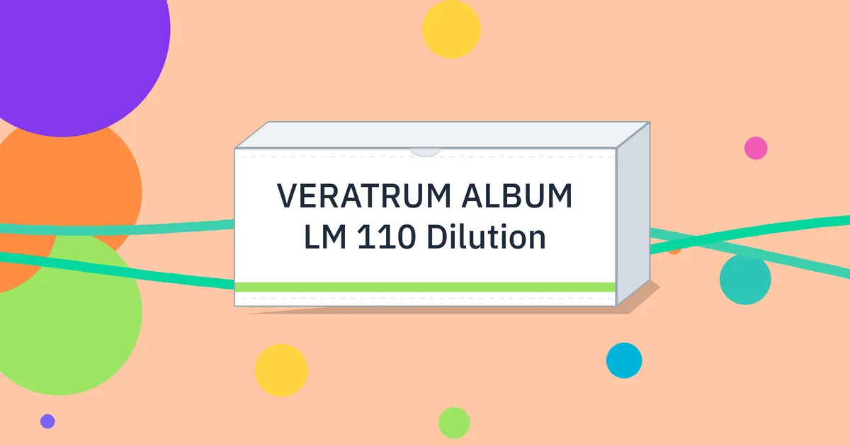 Symbolbild: Packung mit der Aufschrift VERATRUM ALBUM LM 110 Dilution (PZN 13264982) – Verfügbarkeit und Bezug in Apotheken in Frankfurt am Main