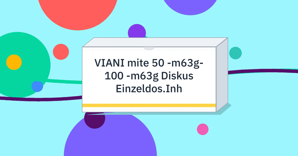 Symbolbild: Packung mit der Aufschrift VIANI mite 50 -m63g-100 -m63g Diskus Einzeldos.Inh (PZN 03180787) – Verfügbarkeit und Bezug in Apotheken in Frankfurt am Main