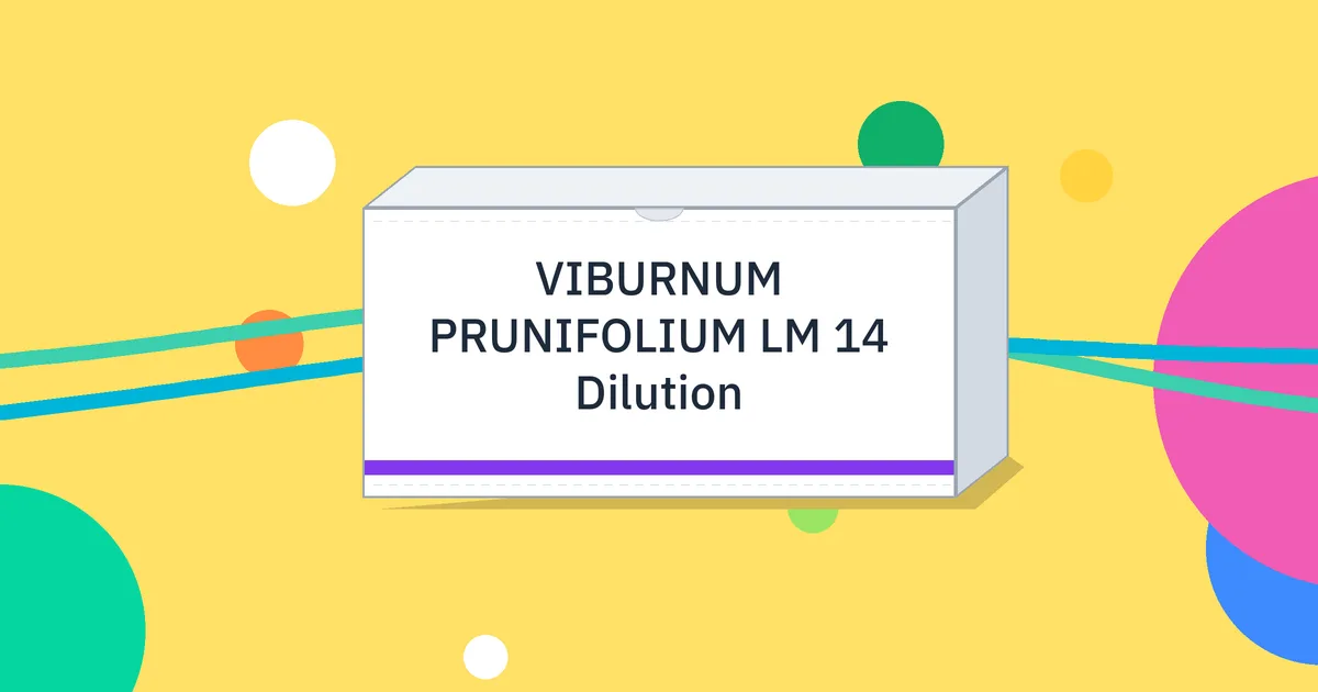 Symbolbild: Packung mit der Aufschrift VIBURNUM PRUNIFOLIUM LM 14 Dilution (PZN 13271829) – Verfügbarkeit und Bezug in Apotheken in Frankfurt am Main