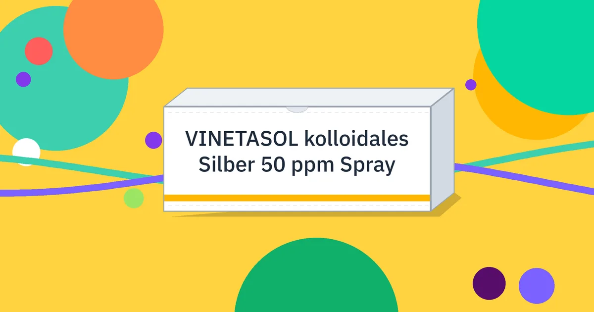 Symbolbild: Packung mit der Aufschrift VINETASOL kolloidales Silber 50 ppm Spray (PZN 20798744) – Verfügbarkeit und Bezug in Apotheken in Frankfurt am Main