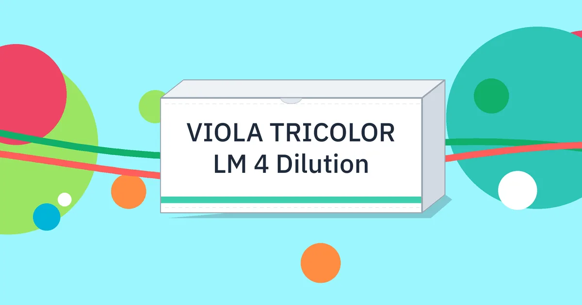 Symbolbild: Packung mit der Aufschrift VIOLA TRICOLOR LM 4 Dilution (PZN 13276011) – Verfügbarkeit und Bezug in Apotheken in Frankfurt am Main