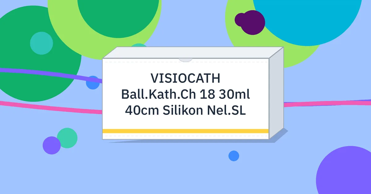 Symbolbild: Packung mit der Aufschrift VISIOCATH Ball.Kath.Ch 18 30ml 40cm Silikon Nel.SL (PZN 18305993) – Verfügbarkeit und Bezug in Apotheken in Frankfurt am Main