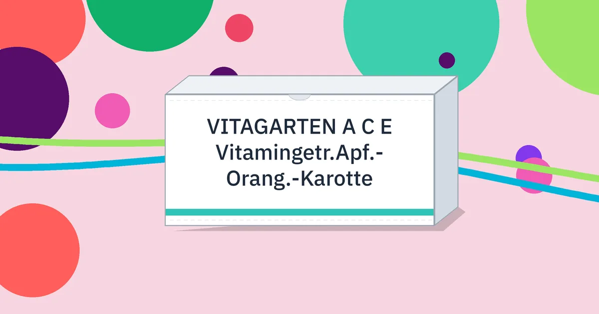 Symbolbild: Packung mit der Aufschrift VITAGARTEN A C E Vitamingetr.Apf.-Orang.-Karotte (PZN 08730643) – Verfügbarkeit und Bezug in Apotheken in Frankfurt am Main