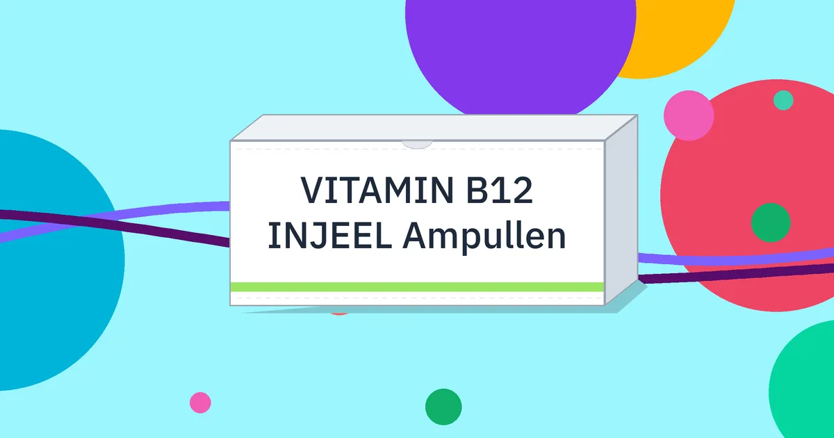 Symbolbild: Packung mit der Aufschrift VITAMIN B12 INJEEL Ampullen (PZN 01814615) – Verfügbarkeit und Bezug in Apotheken in Frankfurt am Main