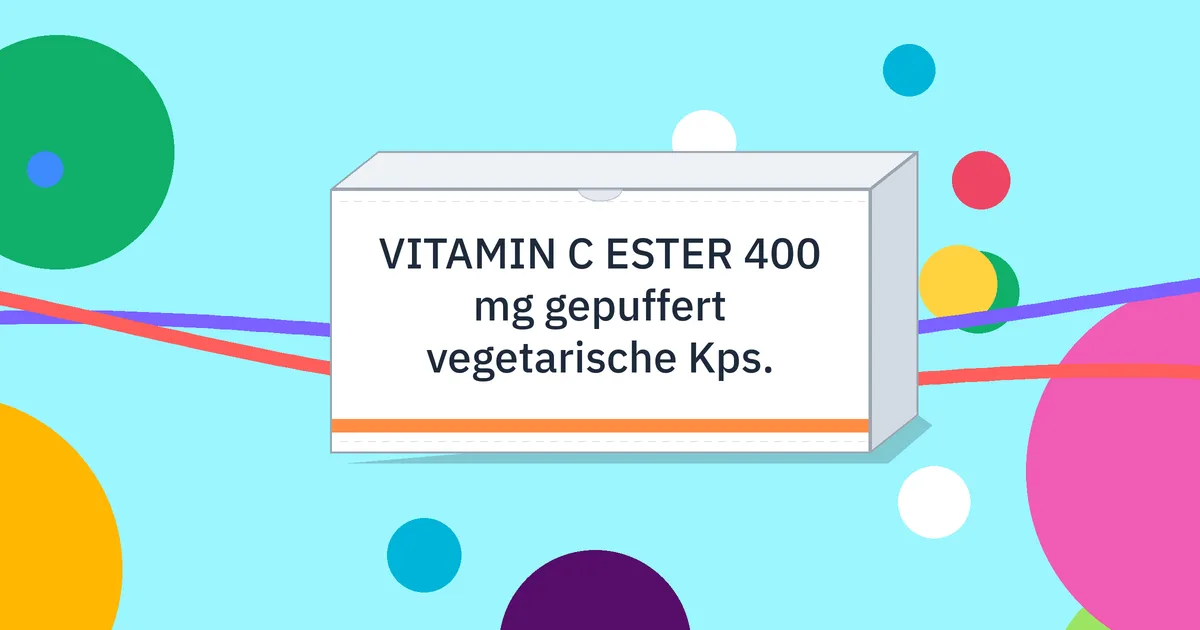 Symbolbild: Packung mit der Aufschrift VITAMIN C ESTER 400 mg gepuffert vegetarische Kps. (PZN 09719508) – Verfügbarkeit und Bezug in Apotheken in Frankfurt am Main