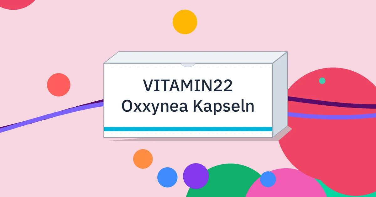 Symbolbild: Packung mit der Aufschrift VITAMIN22 Oxxynea Kapseln (PZN 15388004) – Verfügbarkeit und Bezug in Apotheken in Frankfurt am Main
