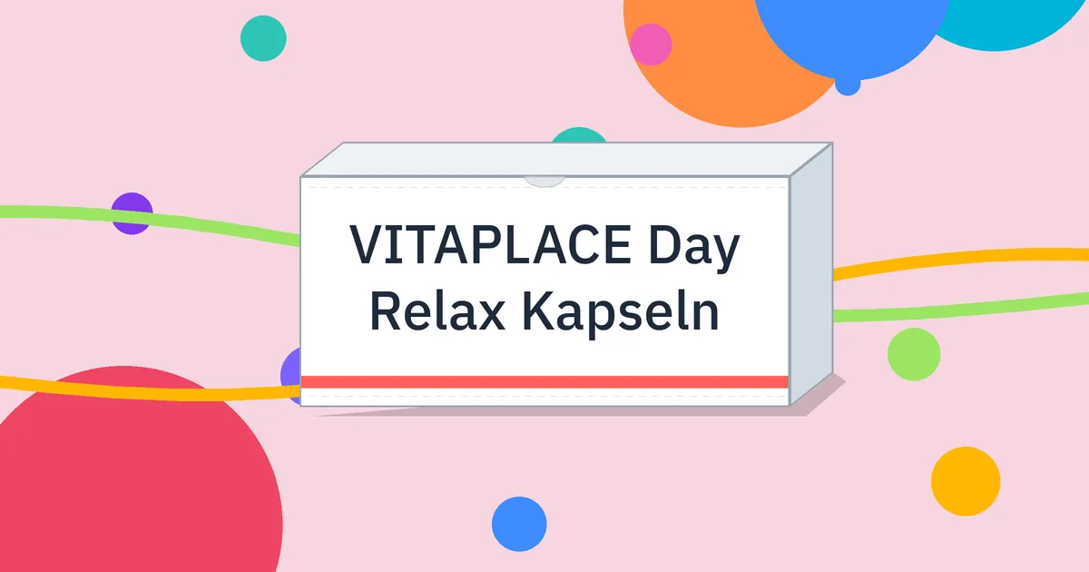 Symbolbild: Packung mit der Aufschrift VITAPLACE Day Relax Kapseln (PZN 18496355) – Verfügbarkeit und Bezug in Apotheken in Frankfurt am Main