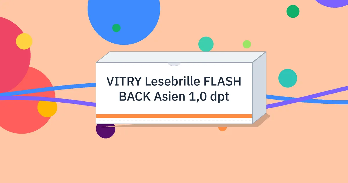 Symbolbild: Packung mit der Aufschrift VITRY Lesebrille FLASH BACK Asien 1,0 dpt (PZN 15622546) – Verfügbarkeit und Bezug in Apotheken in Frankfurt am Main