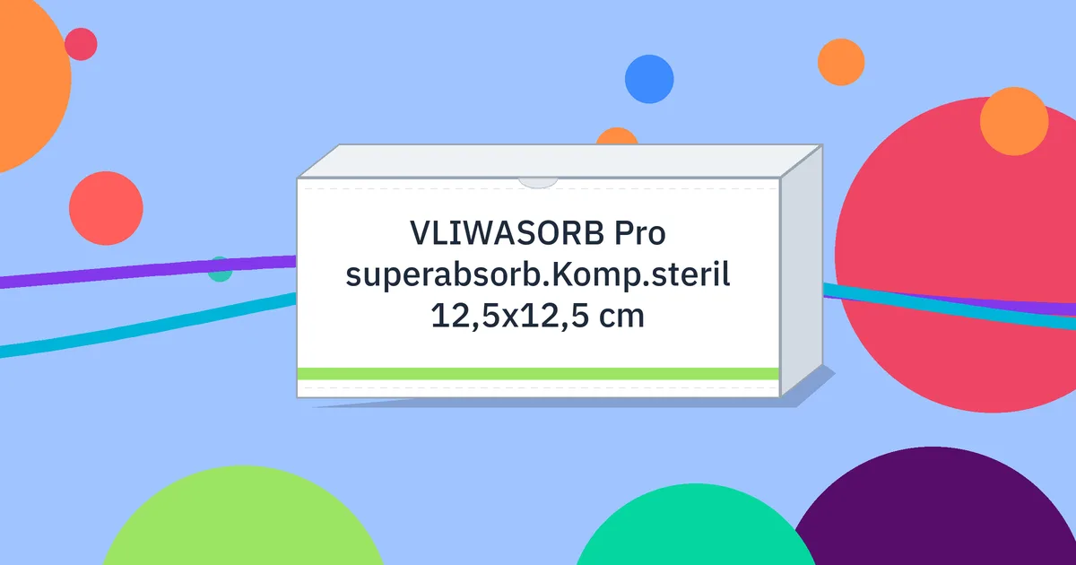 Symbolbild: Packung mit der Aufschrift VLIWASORB Pro superabsorb.Komp.steril 12,5x12,5 cm (PZN 18800072) – Verfügbarkeit und Bezug in Apotheken in Frankfurt am Main