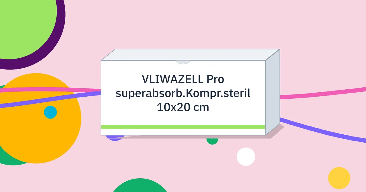 Symbolbild: Packung mit der Aufschrift VLIWAZELL Pro superabsorb.Kompr.steril 10x20 cm (PZN 20869415) – Verfügbarkeit und Bezug in Apotheken in Frankfurt am Main