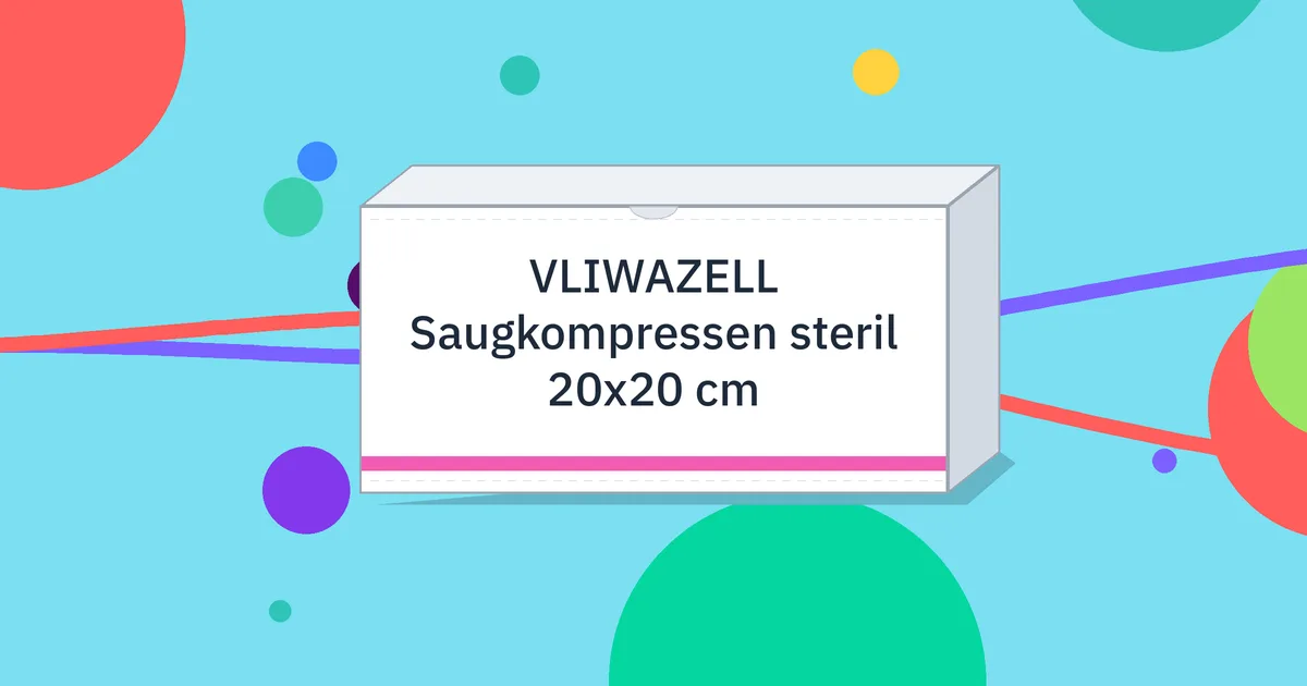 Symbolbild: Packung mit der Aufschrift VLIWAZELL Saugkompressen steril 20x20 cm (PZN 20869421) – Verfügbarkeit und Bezug in Apotheken in Frankfurt am Main