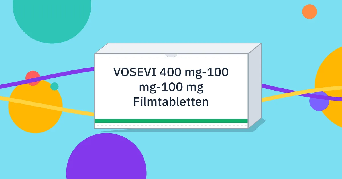 Symbolbild: Packung mit der Aufschrift VOSEVI 400 mg-100 mg-100 mg Filmtabletten (PZN 16810296) – Verfügbarkeit und Bezug in Apotheken in Frankfurt am Main