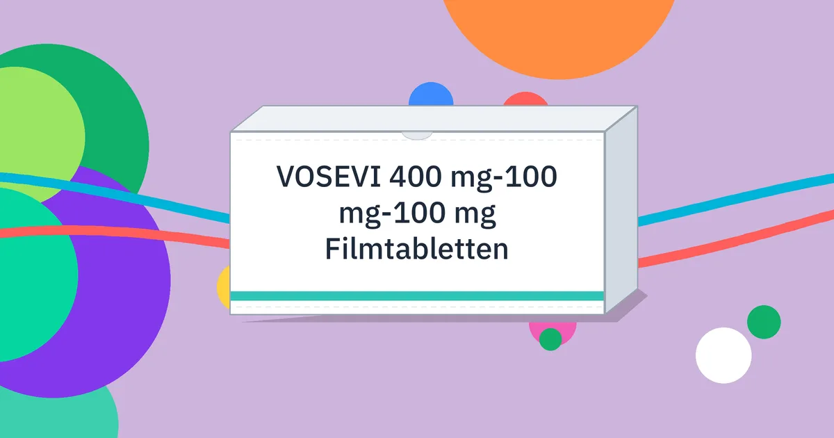 Symbolbild: Packung mit der Aufschrift VOSEVI 400 mg-100 mg-100 mg Filmtabletten (PZN 13655317) – Verfügbarkeit und Bezug in Apotheken in Frankfurt am Main
