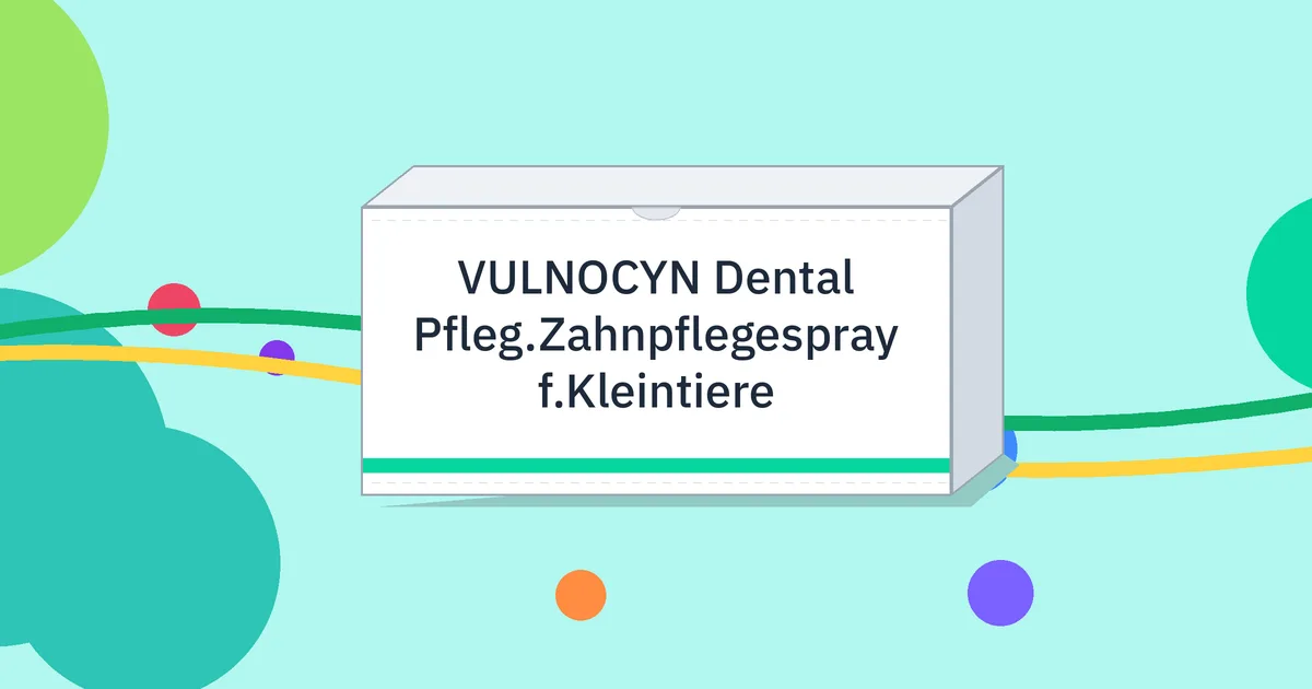 Symbolbild: Packung mit der Aufschrift VULNOCYN Dental Pfleg.Zahnpflegespray f.Kleintiere (PZN 18677588) – Verfügbarkeit und Bezug in Apotheken in Frankfurt am Main
