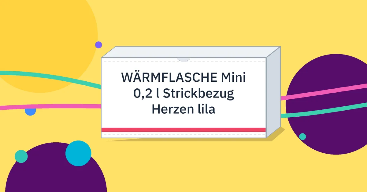 Symbolbild: Packung mit der Aufschrift WÄRMFLASCHE Mini 0,2 l Strickbezug Herzen lila (PZN 16791127) – Verfügbarkeit und Bezug in Apotheken in Frankfurt am Main