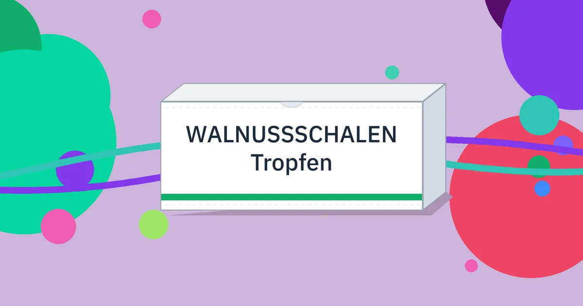 Symbolbild: Packung mit der Aufschrift WALNUSSSCHALEN Tropfen (PZN 19419090) – Verfügbarkeit und Bezug in Apotheken in Frankfurt am Main