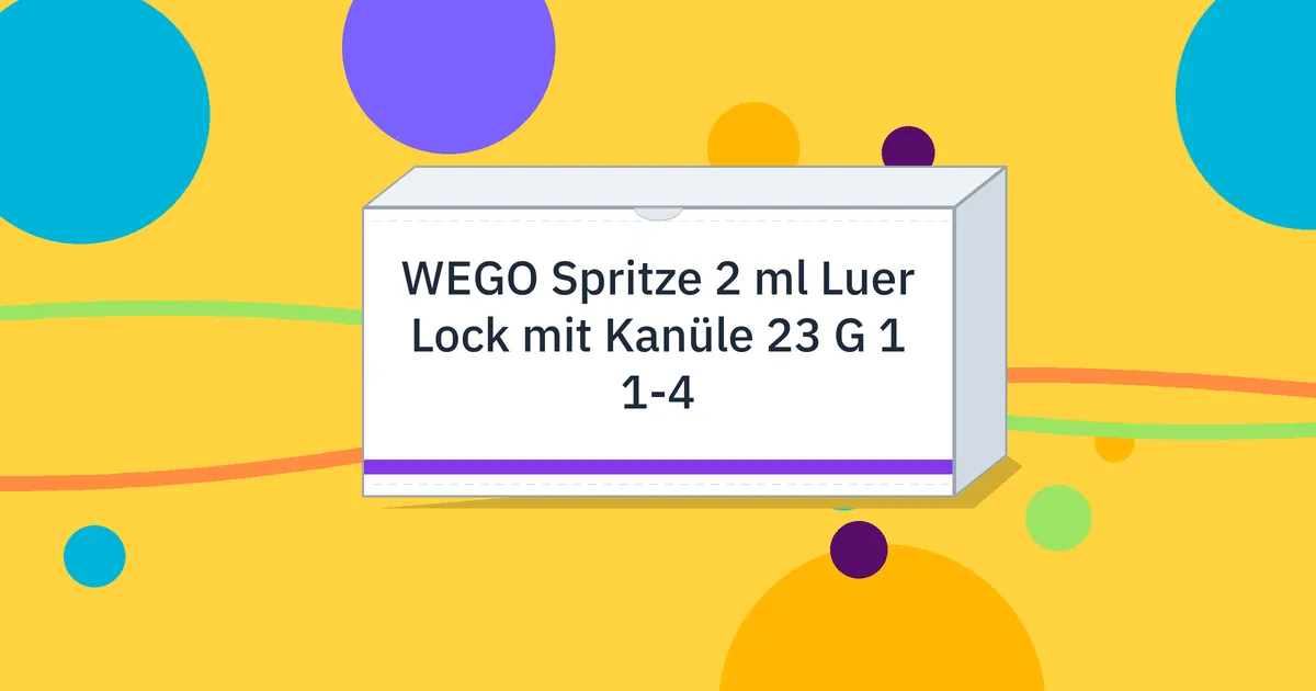 Symbolbild: Packung mit der Aufschrift WEGO Spritze 2 ml Luer Lock mit Kanüle 23 G 1 1-4 (PZN 18858947) – Verfügbarkeit und Bezug in Apotheken in Frankfurt am Main