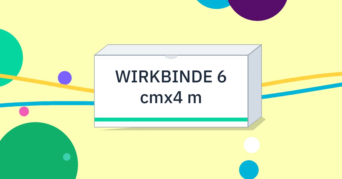 Symbolbild: Packung mit der Aufschrift WIRKBINDE 6 cmx4 m (PZN 20364796) – Verfügbarkeit und Bezug in Apotheken in Frankfurt am Main