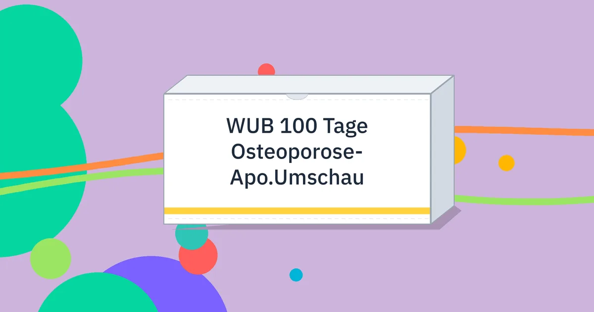 Symbolbild: Packung mit der Aufschrift WUB 100 Tage Osteoporose-Apo.Umschau (PZN 19215387) – Verfügbarkeit und Bezug in Apotheken in Frankfurt am Main