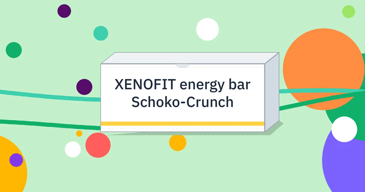 Symbolbild: Packung mit der Aufschrift XENOFIT energy bar Schoko-Crunch (PZN 14439917) – Verfügbarkeit und Bezug in Apotheken in Frankfurt am Main
