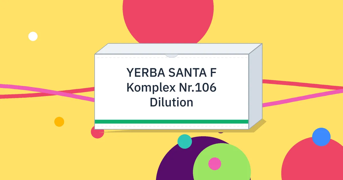 Symbolbild: Packung mit der Aufschrift YERBA SANTA F Komplex Nr.106 Dilution (PZN 04484615) – Verfügbarkeit und Bezug in Apotheken in Frankfurt am Main