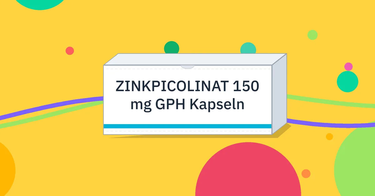 Symbolbild: Packung mit der Aufschrift ZINKPICOLINAT 150 mg GPH Kapseln (PZN 20281165) – Verfügbarkeit und Bezug in Apotheken in Frankfurt am Main