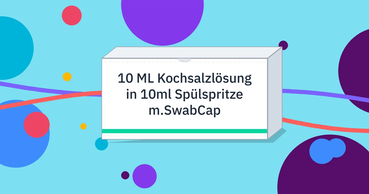Symbolbild: Packung mit der Aufschrift 10 ML Kochsalzlösung in 10ml Spülspritze m.SwabCap (PZN 19154935) – Verfügbarkeit und Bezug in Apotheken in Frankfurt am Main
