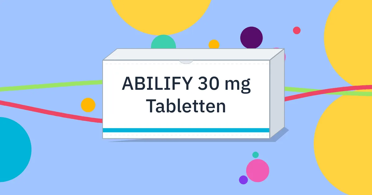Symbolbild: Packung mit der Aufschrift ABILIFY 30 mg Tabletten (PZN 08892386) – Verfügbarkeit und Bezug in Apotheken in Frankfurt am Main