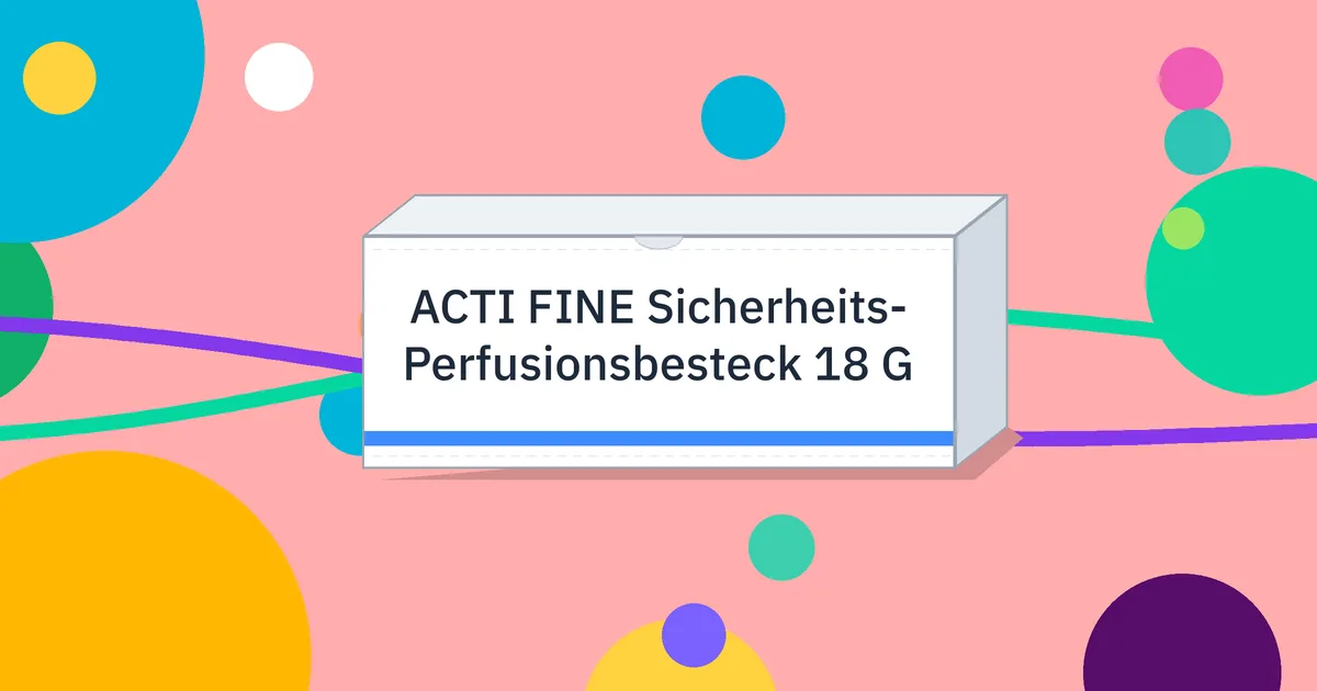 Symbolbild: Packung mit der Aufschrift ACTI FINE Sicherheits-Perfusionsbesteck 18 G (PZN 12668714) – Verfügbarkeit und Bezug in Apotheken in Frankfurt am Main