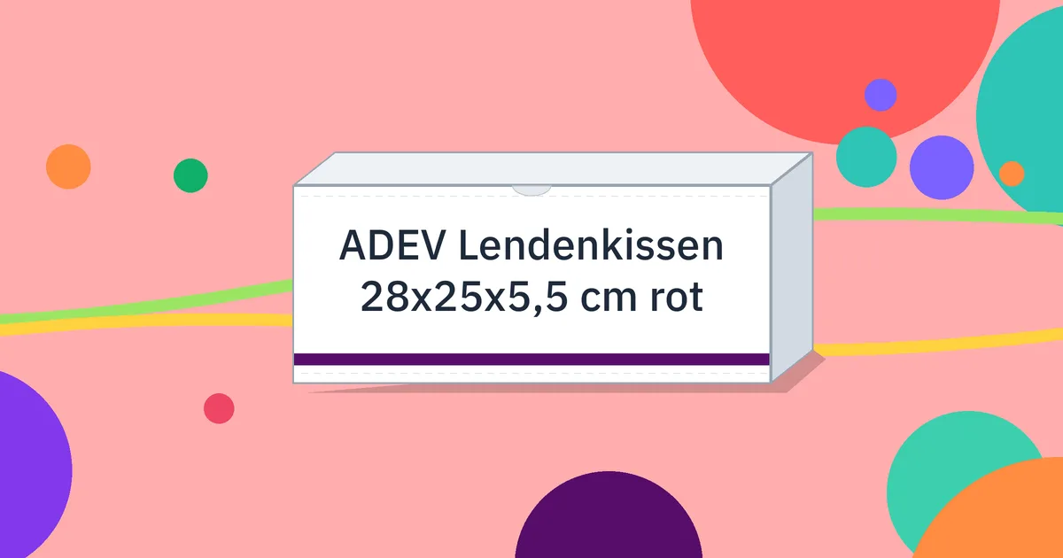 Symbolbild: Packung mit der Aufschrift ADEV Lendenkissen 28x25x5,5 cm rot (PZN 03754030) – Verfügbarkeit und Bezug in Apotheken in Frankfurt am Main