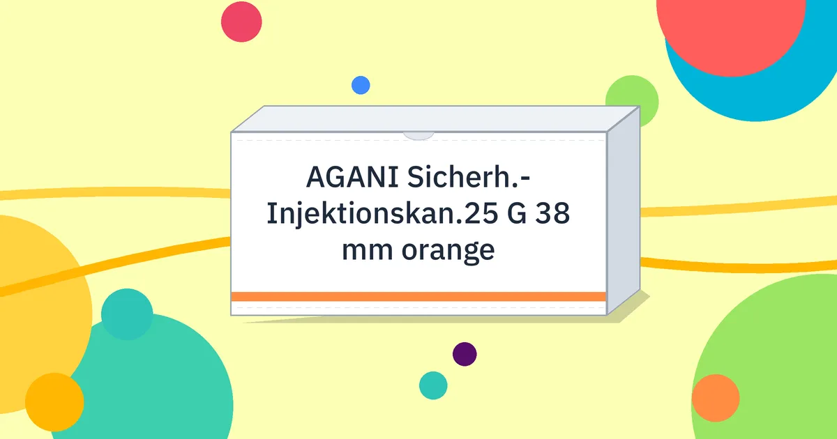 Symbolbild: Packung mit der Aufschrift AGANI Sicherh.-Injektionskan.25 G 38 mm orange (PZN 20130839) – Verfügbarkeit und Bezug in Apotheken in Frankfurt am Main