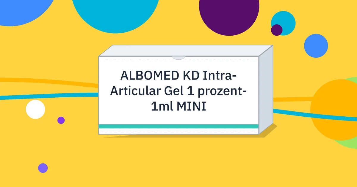 Symbolbild: Packung mit der Aufschrift ALBOMED KD Intra-Articular Gel 1 prozent-1ml MINI (PZN 19683266) – Verfügbarkeit und Bezug in Apotheken in Frankfurt am Main