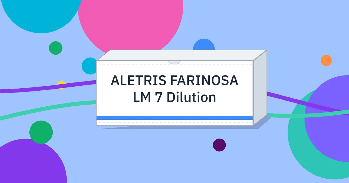 Symbolbild: Packung mit der Aufschrift ALETRIS FARINOSA LM 7 Dilution (PZN 13309621) – Verfügbarkeit und Bezug in Apotheken in Frankfurt am Main
