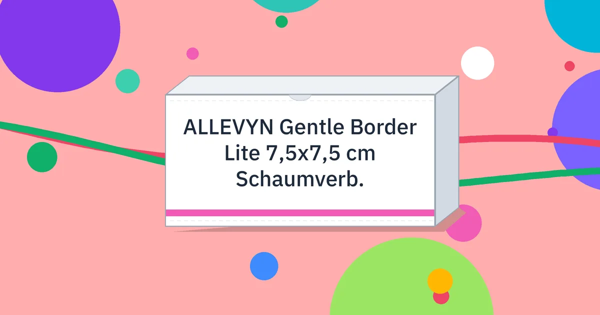 Symbolbild: Packung mit der Aufschrift ALLEVYN Gentle Border Lite 7,5x7,5 cm Schaumverb. (PZN 11230246) – Verfügbarkeit und Bezug in Apotheken in Frankfurt am Main