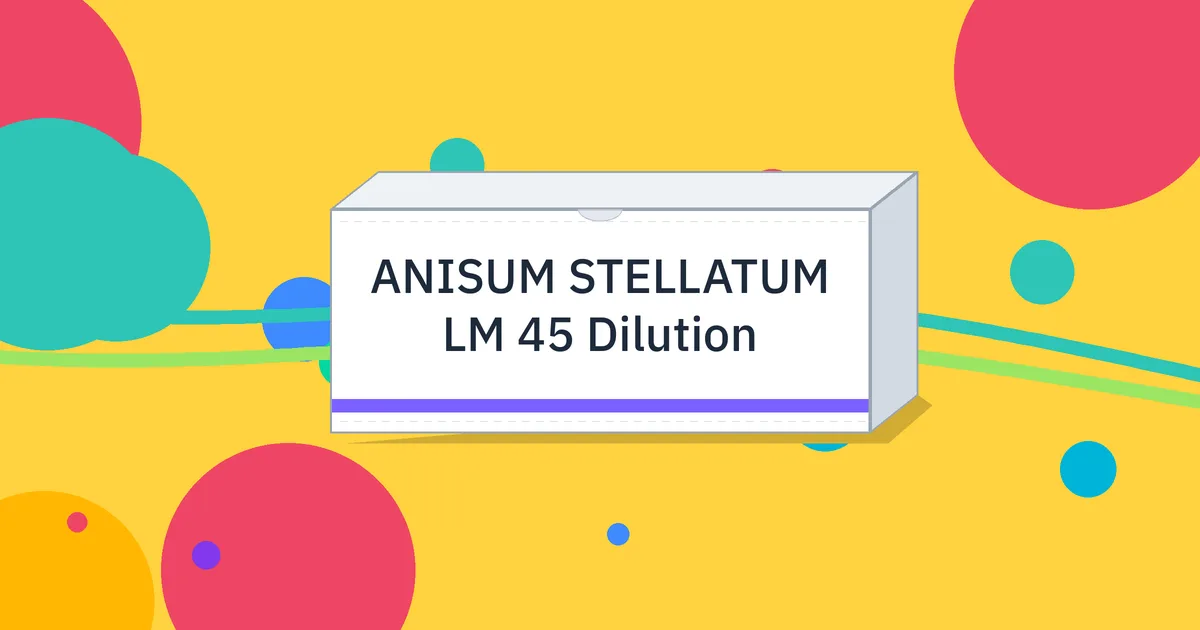 Symbolbild: Packung mit der Aufschrift ANISUM STELLATUM LM 45 Dilution (PZN 13369617) – Verfügbarkeit und Bezug in Apotheken in Frankfurt am Main