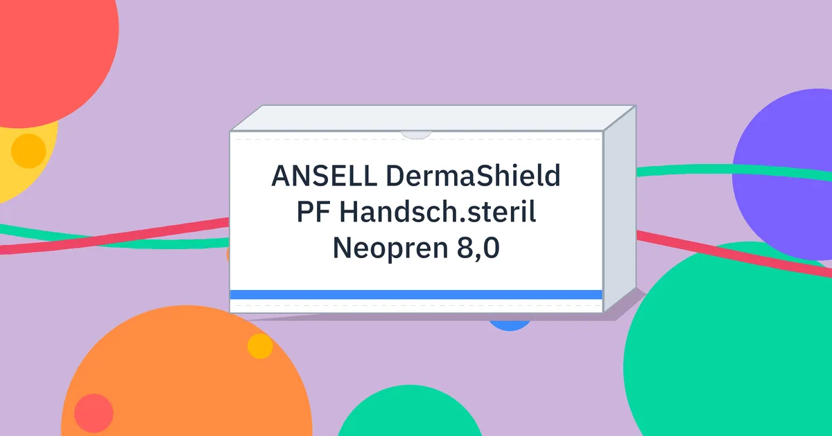 Symbolbild: Packung mit der Aufschrift ANSELL DermaShield PF Handsch.steril Neopren 8,0 (PZN 06915574) – Verfügbarkeit und Bezug in Apotheken in Frankfurt am Main