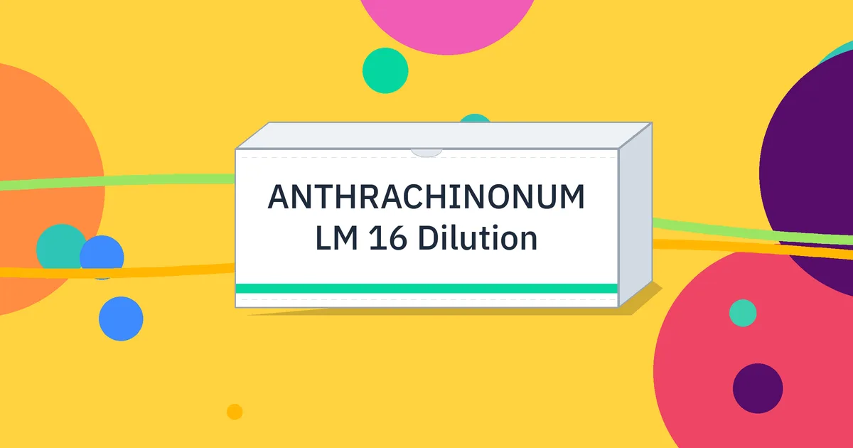 Symbolbild: Packung mit der Aufschrift ANTHRACHINONUM LM 16 Dilution (PZN 13370804) – Verfügbarkeit und Bezug in Apotheken in Frankfurt am Main