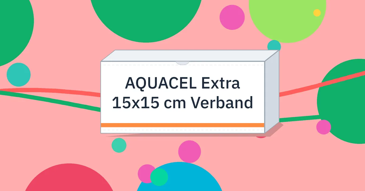 Symbolbild: Packung mit der Aufschrift AQUACEL Extra 15x15 cm Verband (PZN 18230829) – Verfügbarkeit und Bezug in Apotheken in Frankfurt am Main