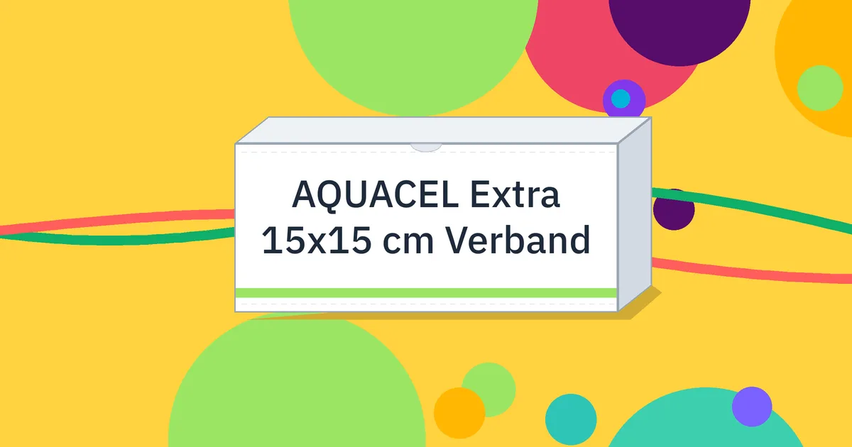 Symbolbild: Packung mit der Aufschrift AQUACEL Extra 15x15 cm Verband (PZN 20122857) – Verfügbarkeit und Bezug in Apotheken in Frankfurt am Main