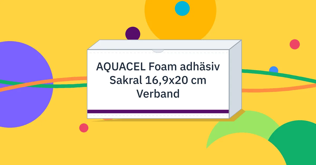 Symbolbild: Packung mit der Aufschrift AQUACEL Foam adhäsiv Sakral 16,9x20 cm Verband (PZN 18123737) – Verfügbarkeit und Bezug in Apotheken in Frankfurt am Main